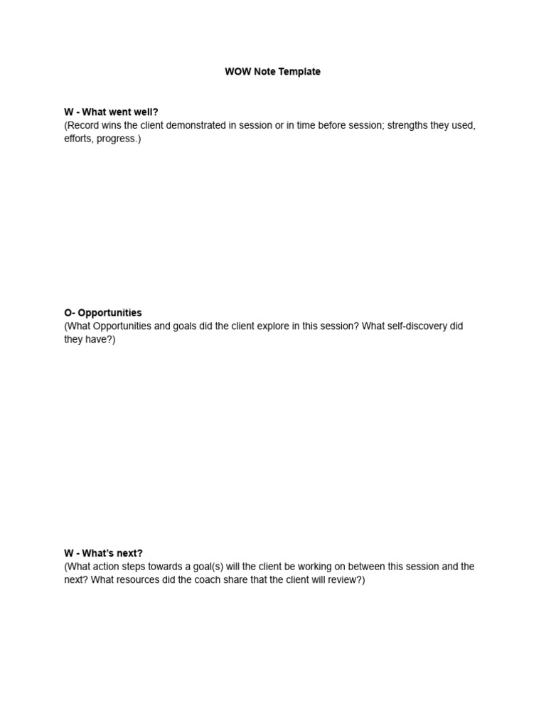 WOW Note Template | PDF
