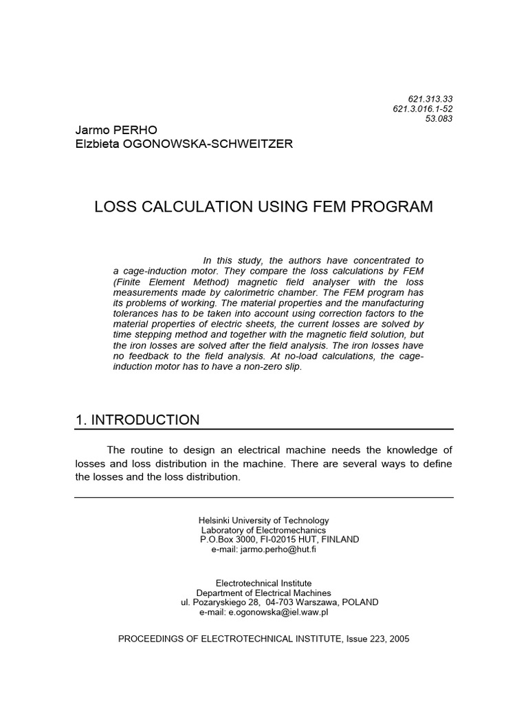 Loss Calculation Using FEM Program | PDF | Electric Motor | Finite Element Method