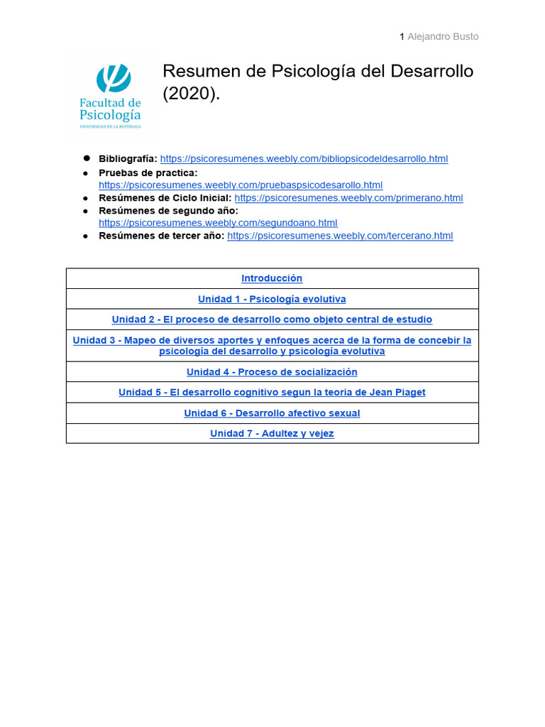 Resumen de Psicología del Desarrollo (2020) | PDF | Sicología | Pensamiento