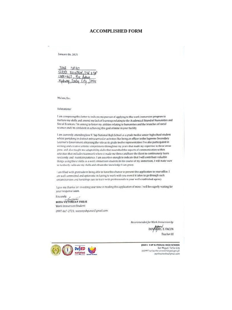 ACCOMPLISHED FORM | PDF