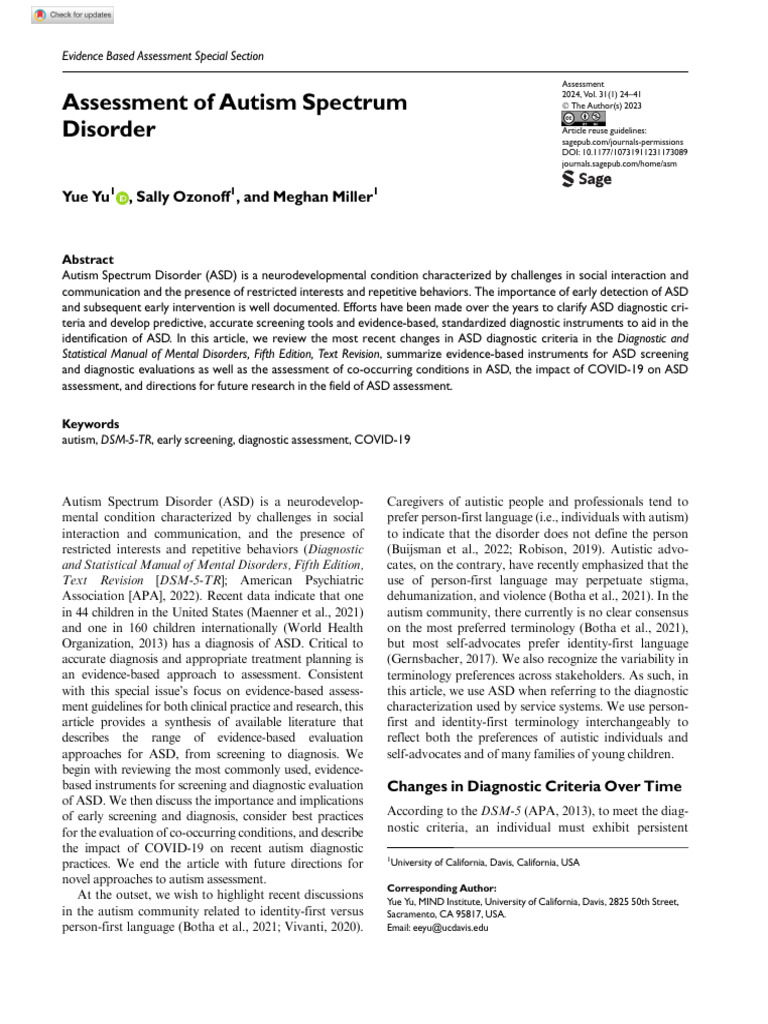 ASD Assessment: Tools and Guidelines | PDF | Wechsler Adult ...