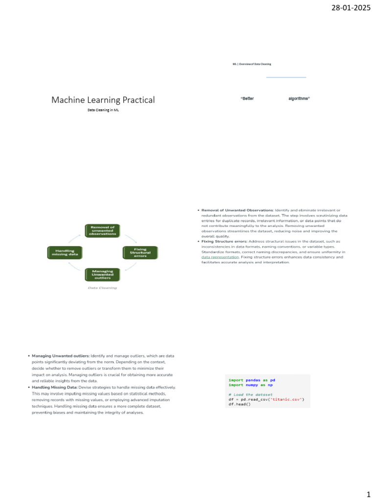 Data Cleansing Linear Regression Gradient Descent Algorithm In Ml Pdf Mean Squared Error