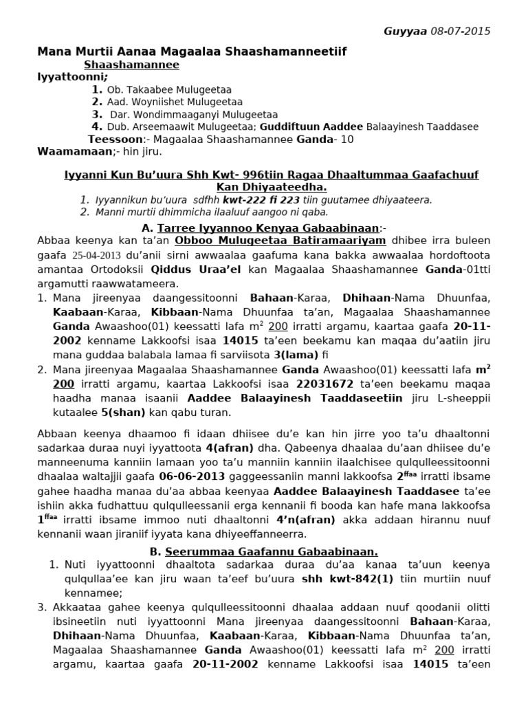 996 Ragaa Dhaaltummaa Ijoollee Mulugeetaa | PDF