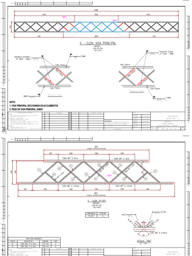 Plano Fabricacion Viga Principal | PDF | Materiales | Procesos industriales