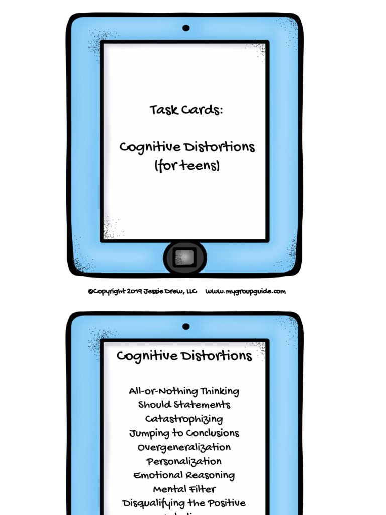 Task Cards Cognitive Distortions Teens | PDF | Psychological Concepts ...