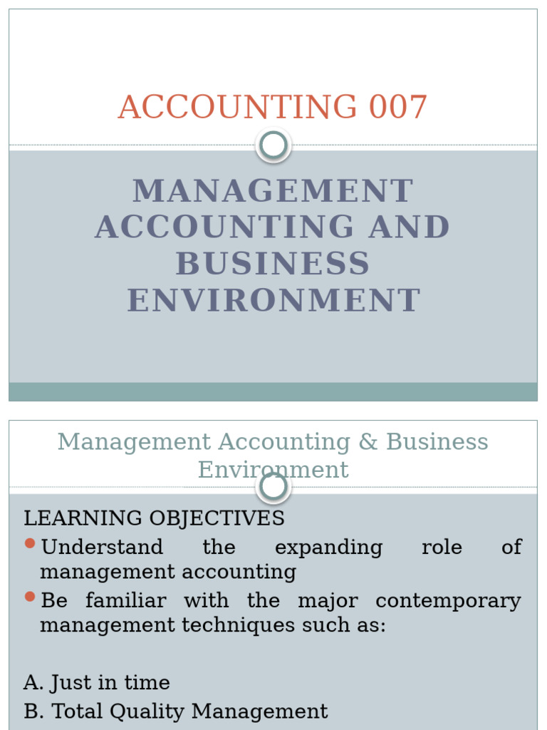 Management Accounting and Business Environment | PDF | Lean ...