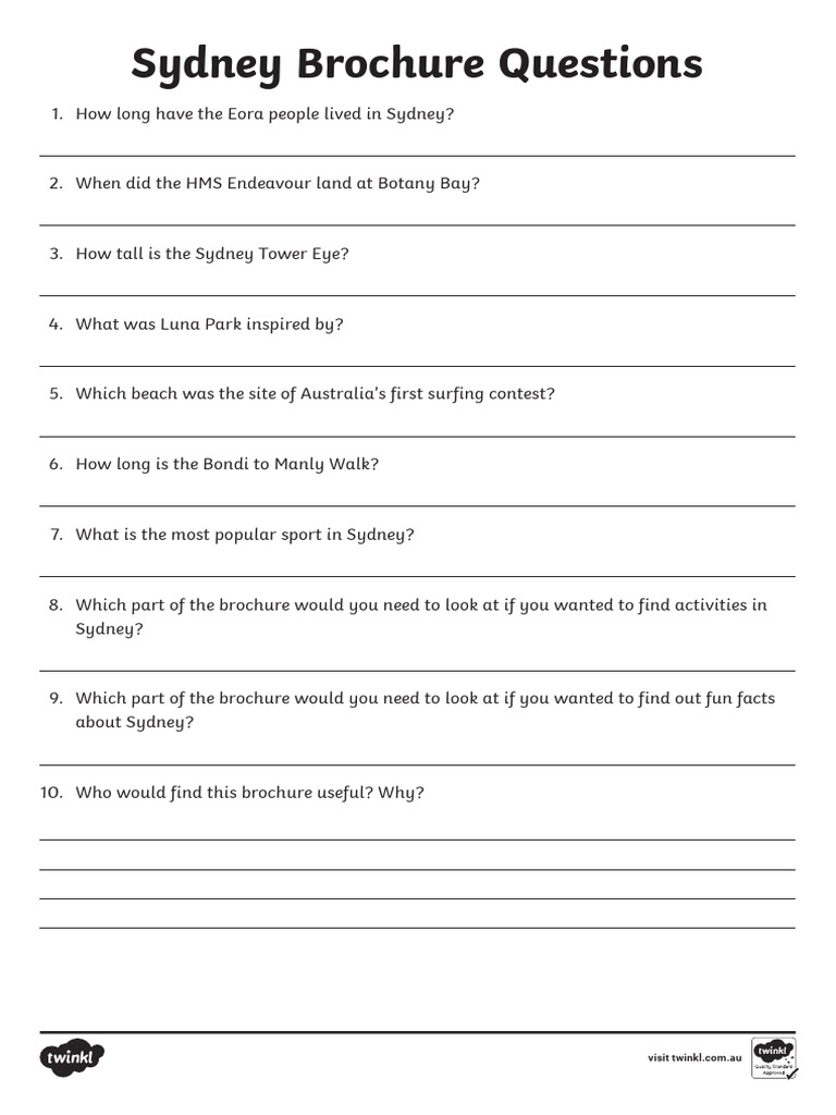 Sydney Brochure Questions_250205_163316 | PDF