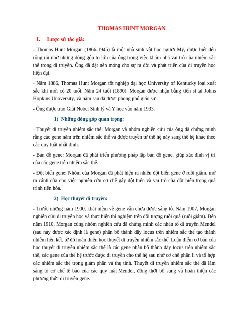 Thomas Hunt Morgan Chốt | PDF
