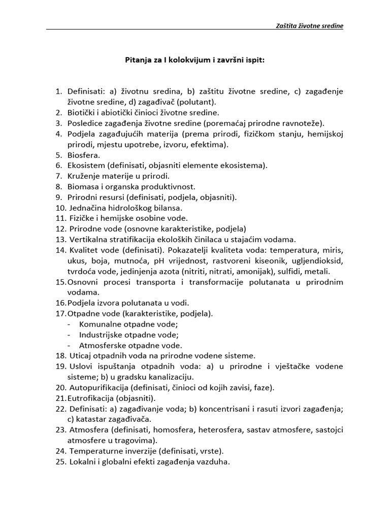 Pitanja za kolokvijum i ispit_ZZS | PDF