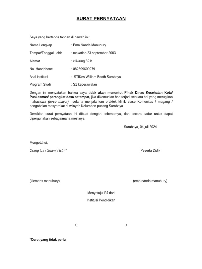 Surat Pernyataan 3 TTD | PDF