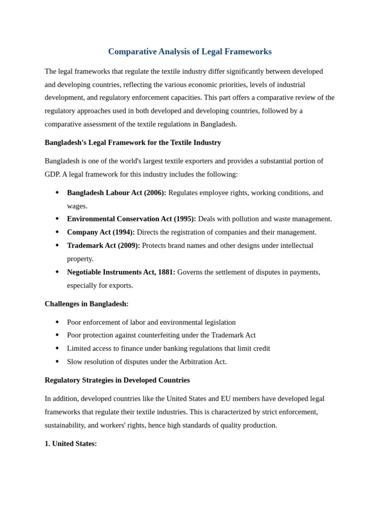 Textile Industry Legal Frameworks Analysis | PDF | Regulatory ...
