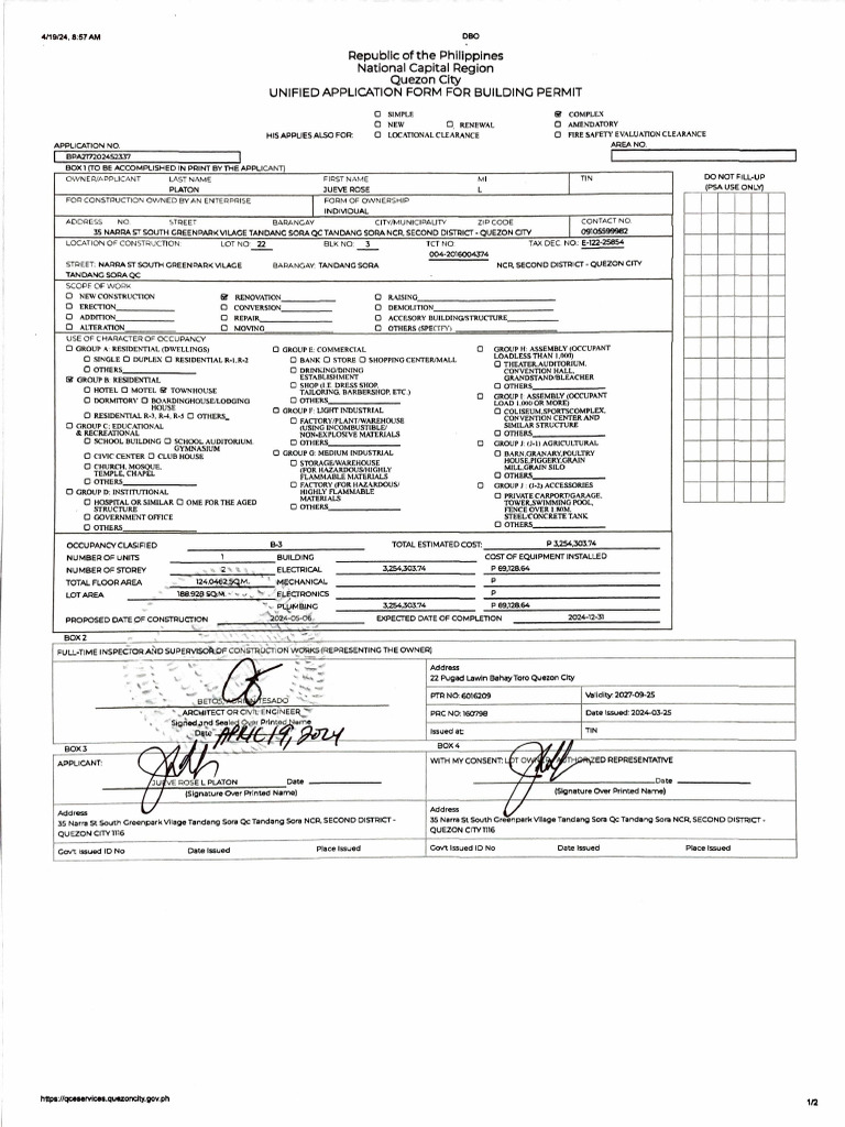 Unified Form Building Permit | PDF