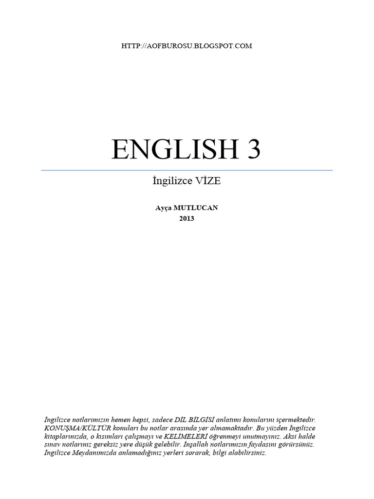 English 3 Visa Note | PDF