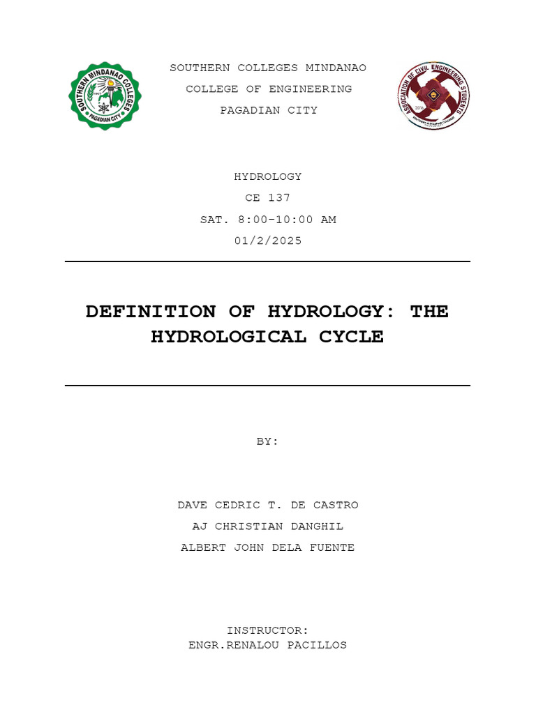 Group 1 Definition of Hydrology The Hydrological Cycle | PDF ...