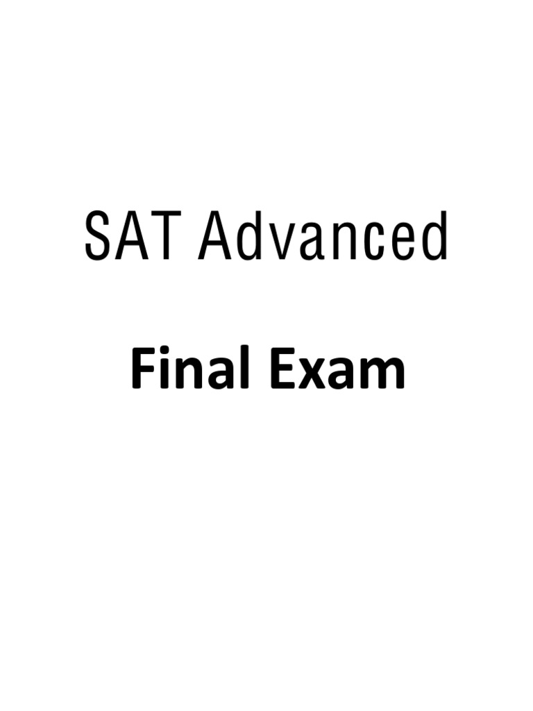 SAT Advanced - Final Exam | PDF | Foraging
