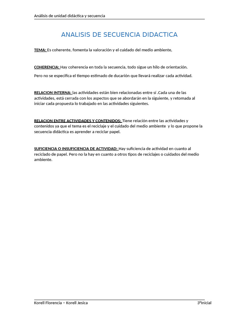 Análisis De Secuencia Didáctica Ambiental Pdf