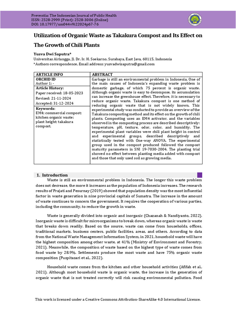 2024utilization of Organic Waste As Takakura Compost A | PDF | Compost ...