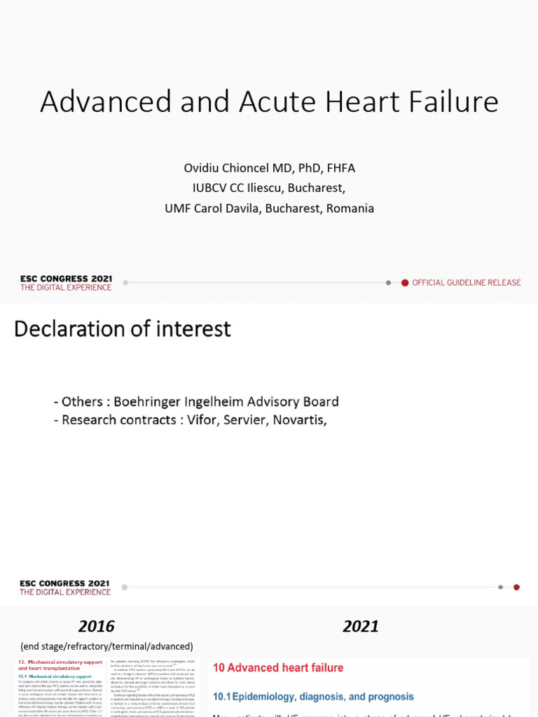 Advanced and Acute HF ESC 2021 Presentation File | PDF | Heart Failure ...