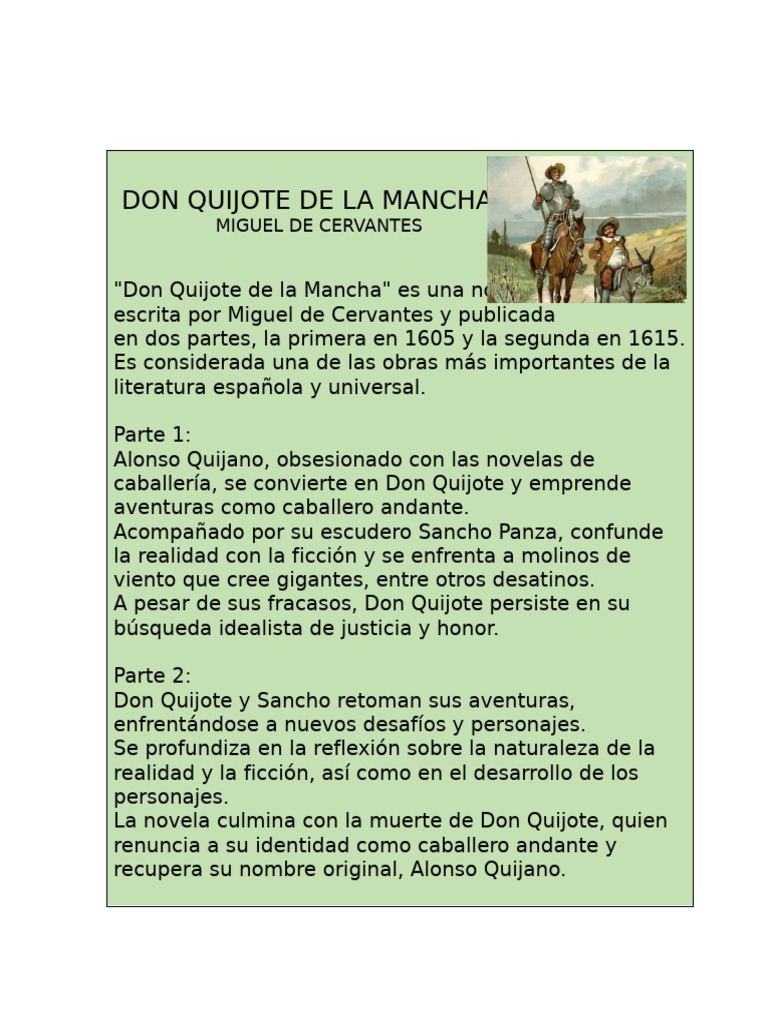 Don Quijote: Aventuras y Reflexiones | PDF