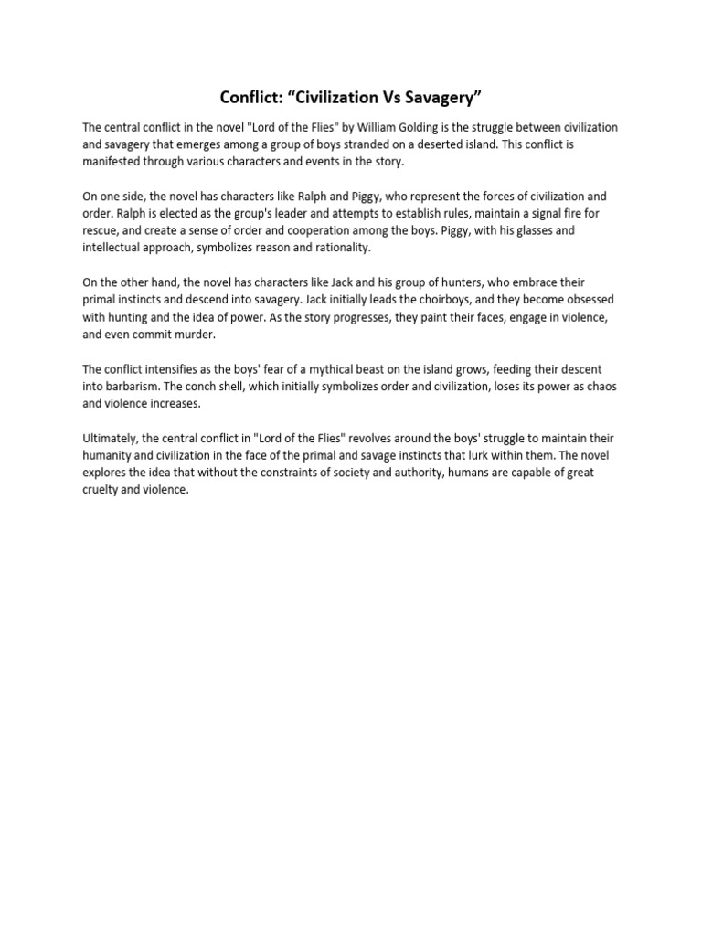 Conflict "Civilization Vs Savagery" | PDF