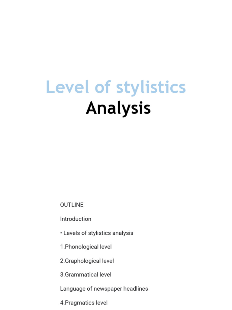 Levels of Stylistic Analysis | PDF