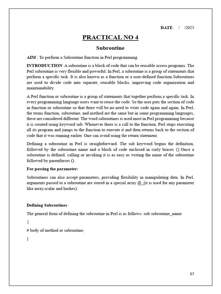 pract 4 | PDF | Parameter (Computer Programming) | Perl