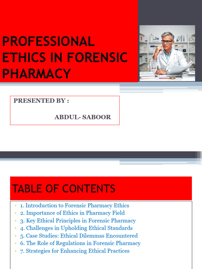 Professional Ethics in Forensic Pharmacy | PDF | Pharmacy | Pharmacist
