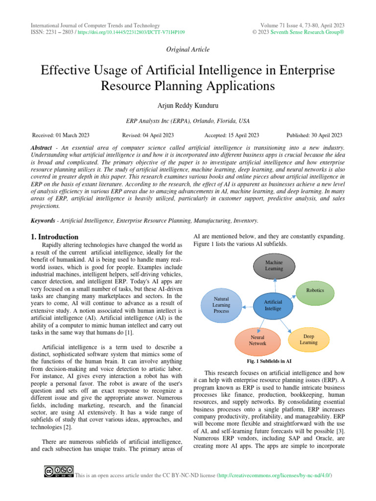 Effective Usage of Artificial Intelligence in Enterprise Resource ...