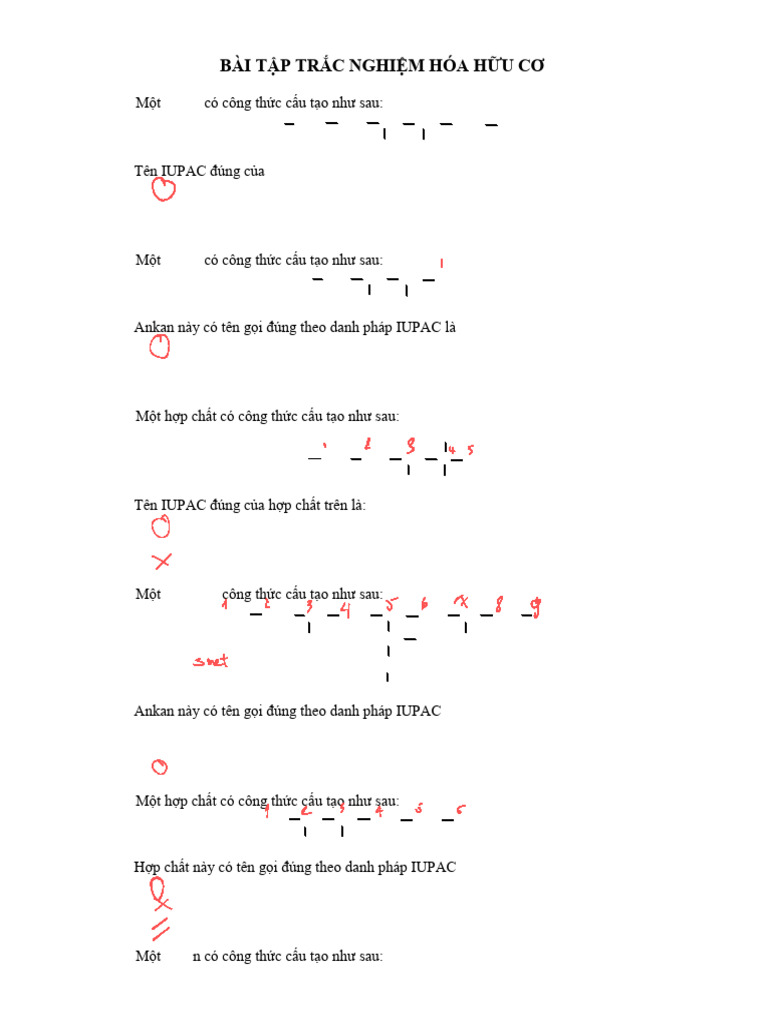Bai Tap Trac Nghiem Huu Co-On Tap2024-99 | PDF