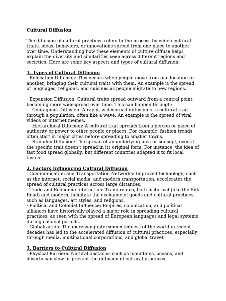 Cultural_Diffusion-HG | PDF | Globalization | Trade