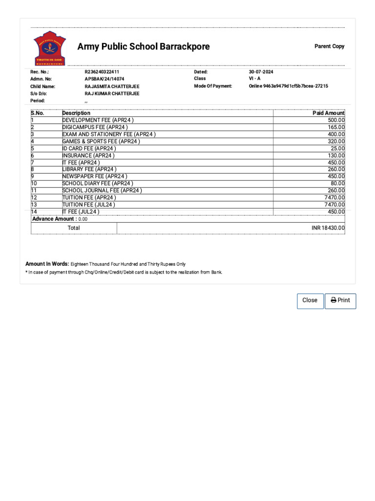 Erp - Awesindia.edu - in FeeReceipts PrintFeeReceiptParent | PDF ...
