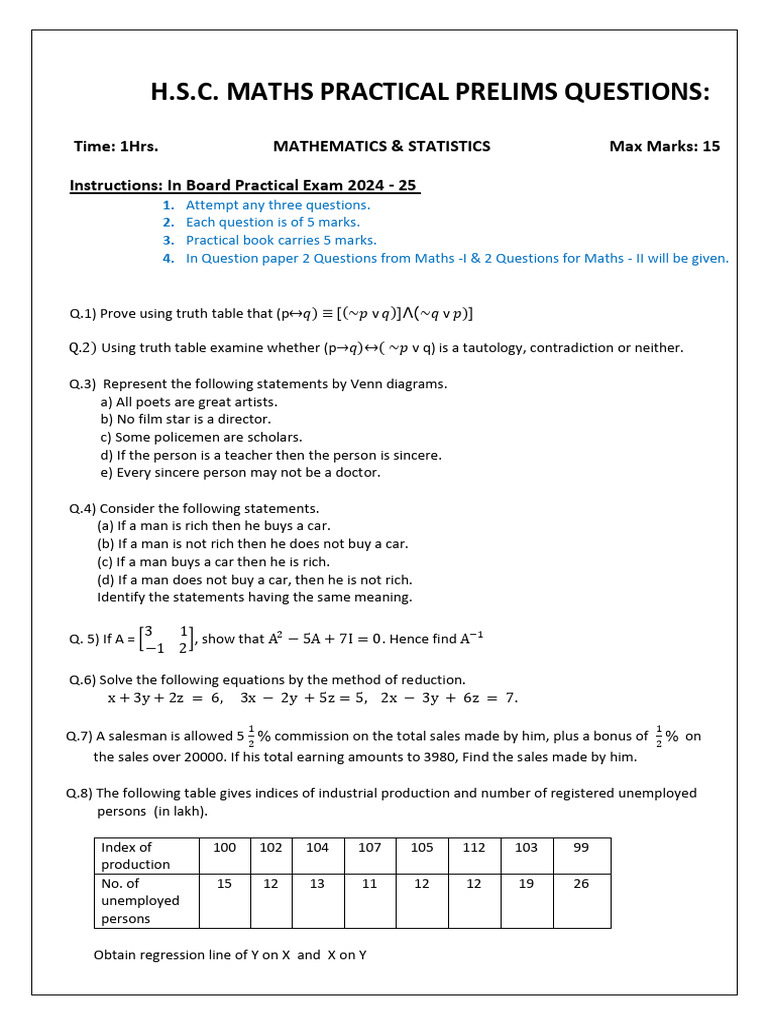 HSC Maths Practical Exam Questions | PDF | Cost Of Living | Demand