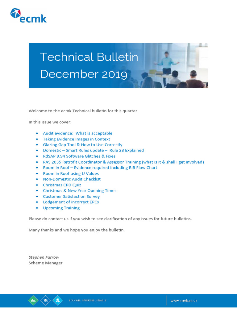Technical Bulletin - December 2019 | PDF | Efficient Energy Use ...
