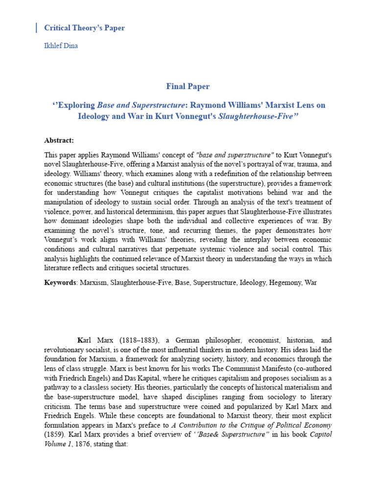 Final Paper Critical Theory | PDF | Marxism | Karl Marx