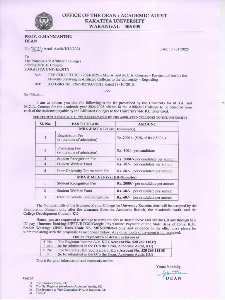 2830_FEE STRUCTURE MBA MCA 202425 | PDF