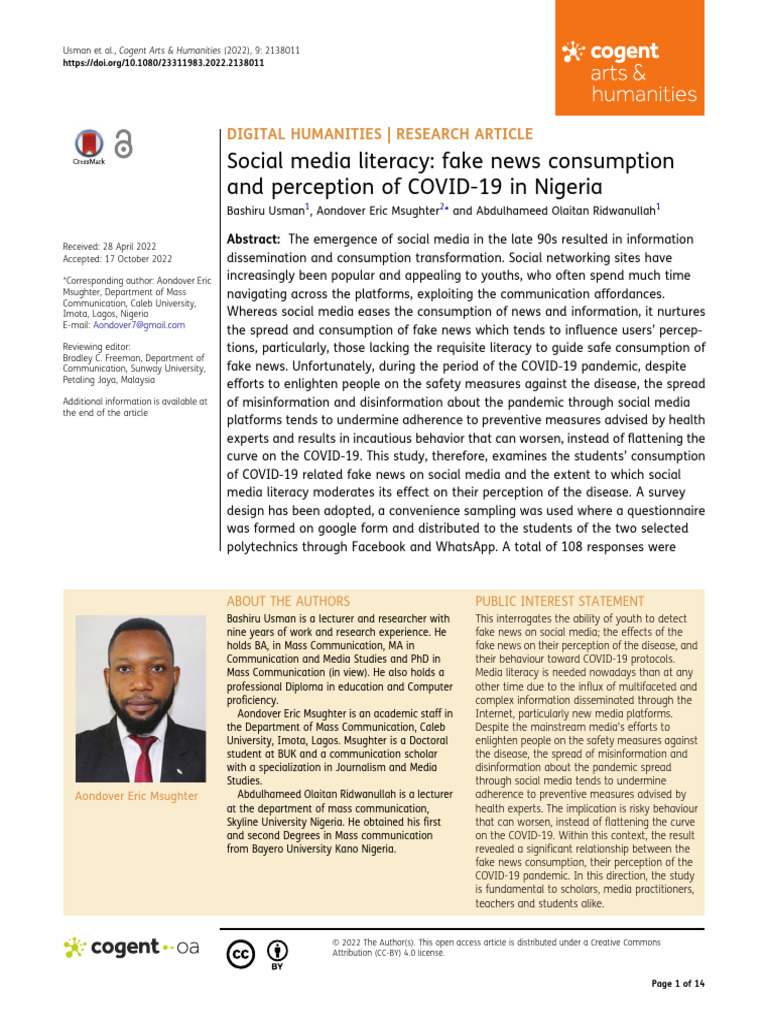 Social Media Literacy and COVID-19 Misinformation | PDF | Social Media ...