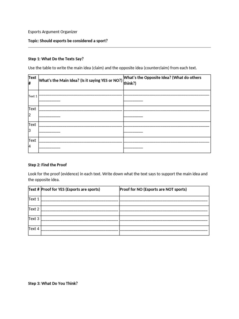 Esports Debate Organizer Template | PDF | Paragraph