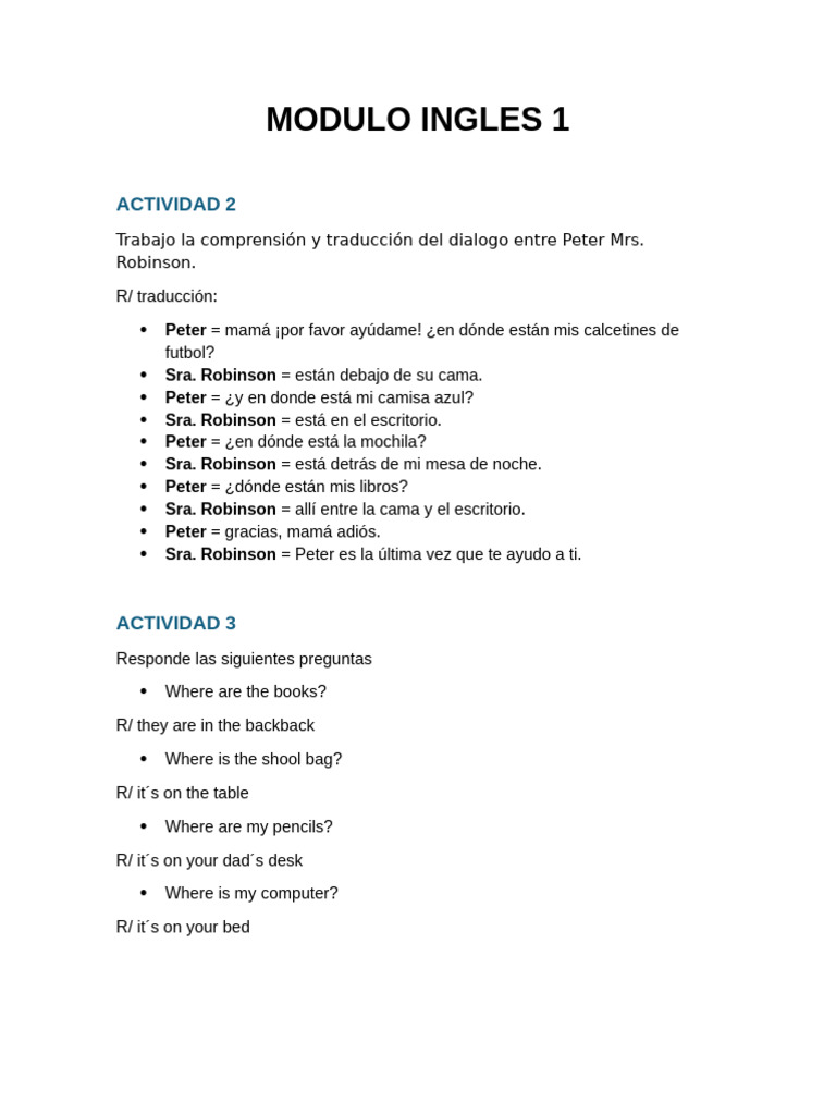 MODULO INGLES 1 R | PDF | Lingüística