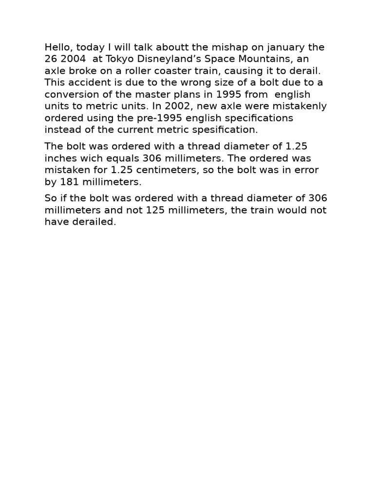 Mishap Metric and Imperial System | PDF