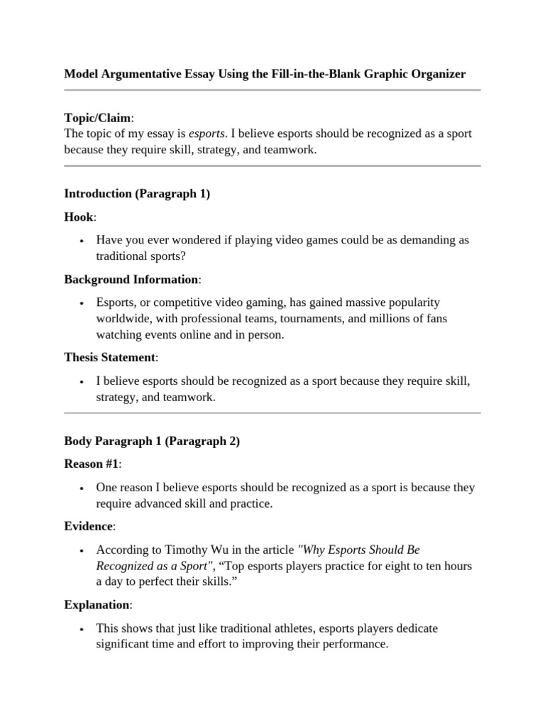 MODEL fill in the blank graphic organizer model | PDF | Essays | Reason