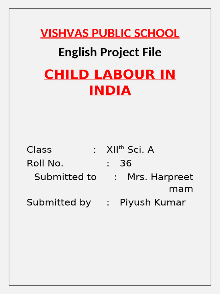 Child Labour Project | PDF | Child Labour | Occupational Safety And Health
