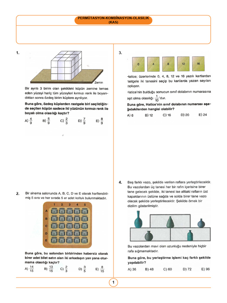 Permütasyon-Kombi̇nasyon-Olasilik (Kas) | PDF