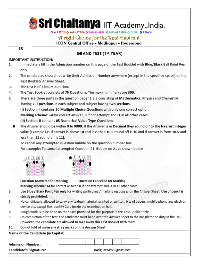SR - 1st Year Grand Test Question Paper - 18!12!2024 | PDF | Gases ...
