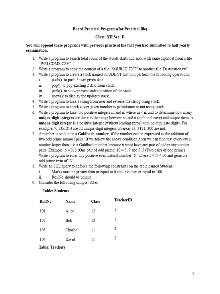 Board Practical Programs1 | PDF | Computer Data | Computing