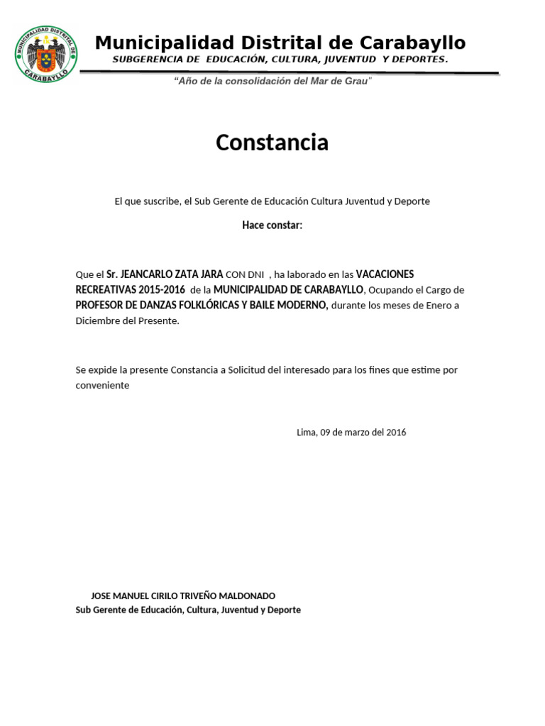 Constancia | PDF