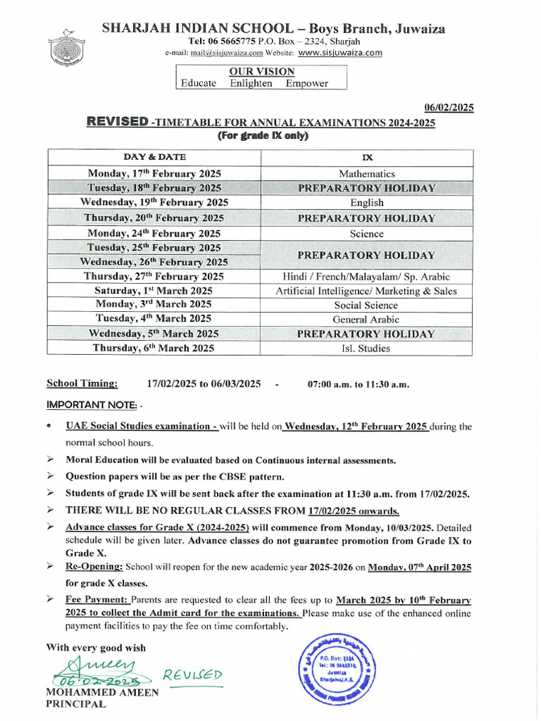 Grade 9 - Revised Annual Examinations TT | PDF