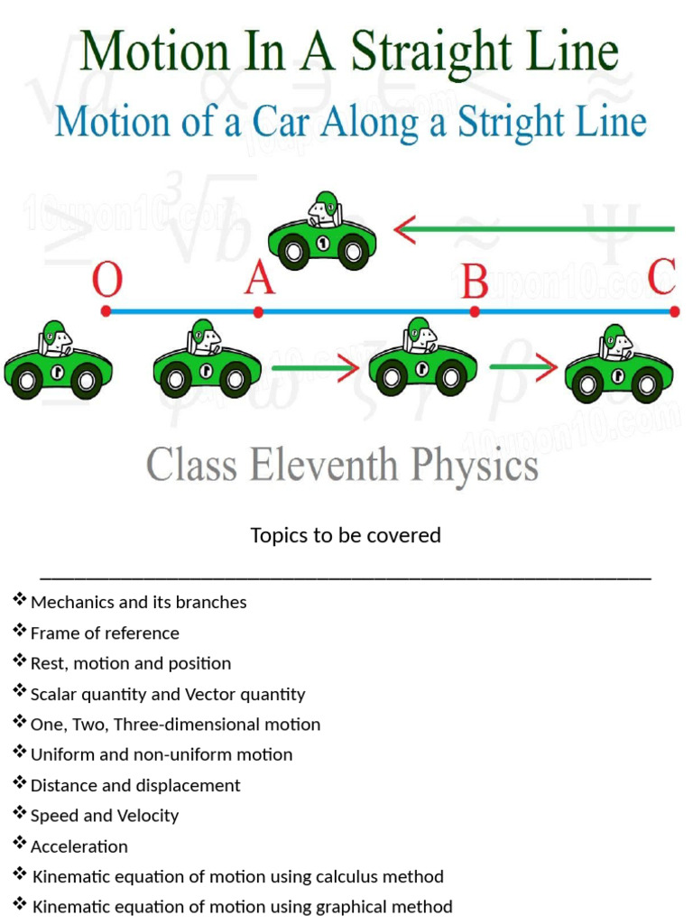Motion in A Straight Line | PDF | Classical Mechanics | Acceleration