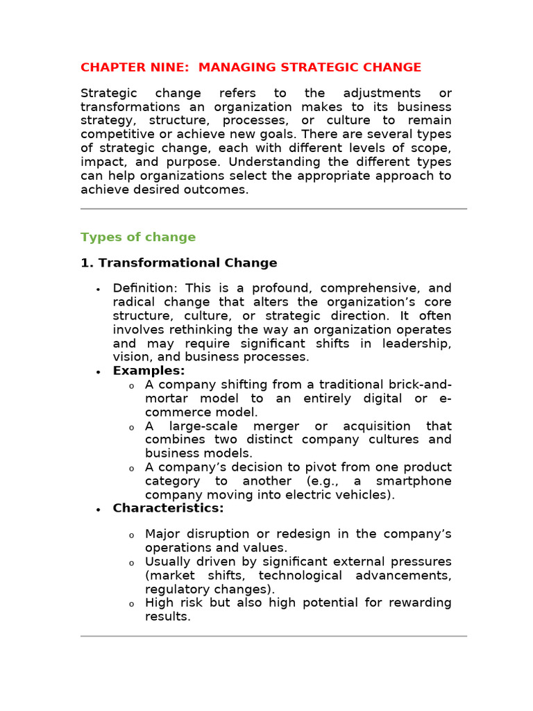Chapter Nine Change Management | PDF | Change Management ...