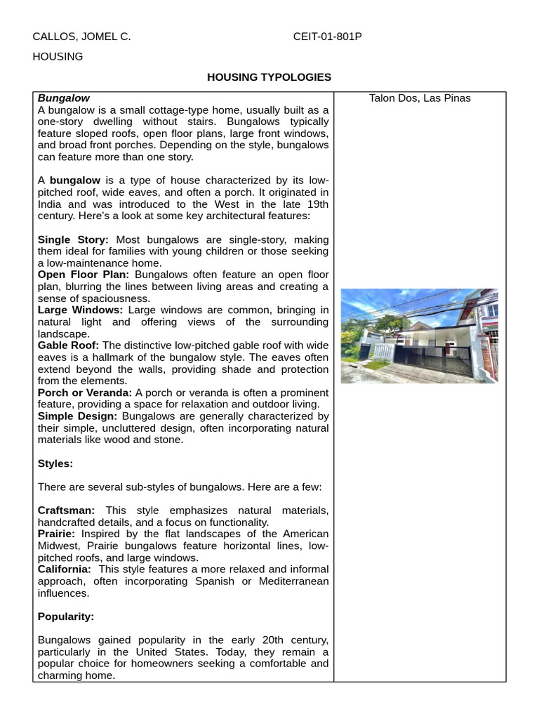 Housing Typologies | PDF | Porch | Architectural Design