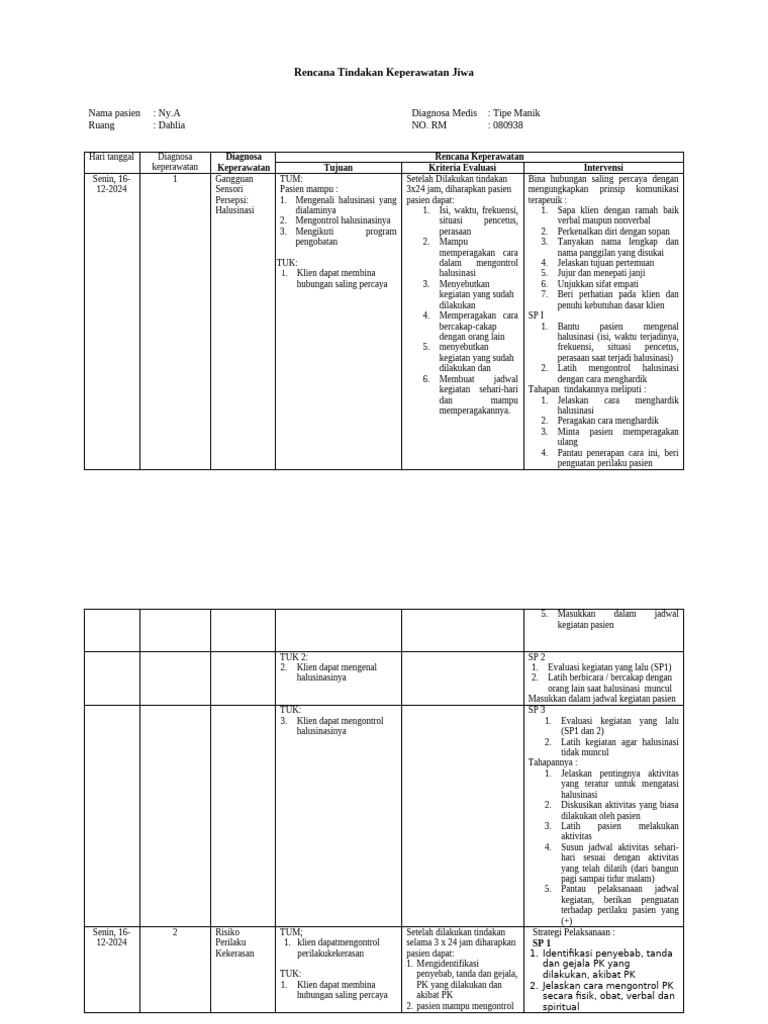 Rencana Tindakan Jiwa Sandi | PDF
